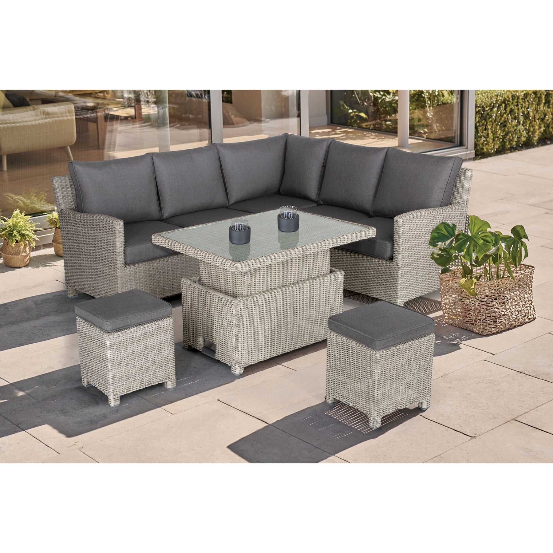 Palma Signature Mini Corner Set in White Wash — Mid Ulster Garden Centre