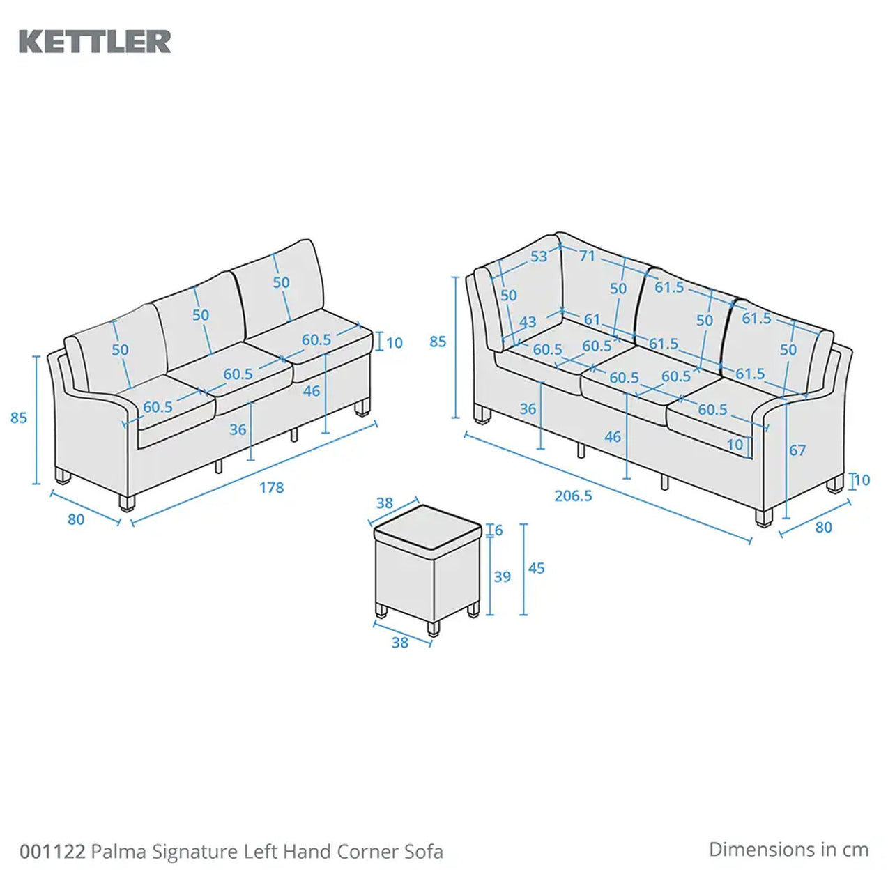 Kettler Palma Signature Corner Set in White Wash (Left sided)