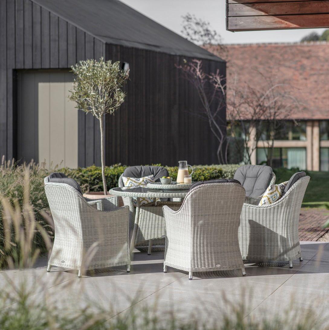 Bramblecrest Monterey Dove Grey Rattan 6 Seat Round Dining Set with La