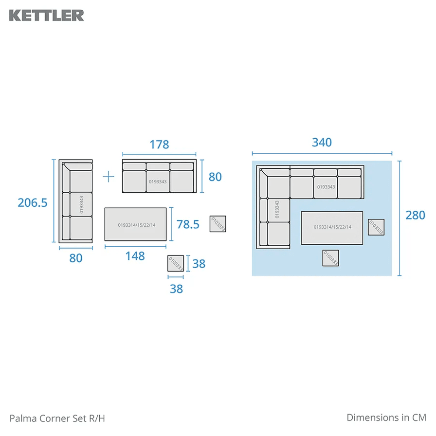 Palma Signature Corner Seating Right Sided in White Wash (choice of ta ...
