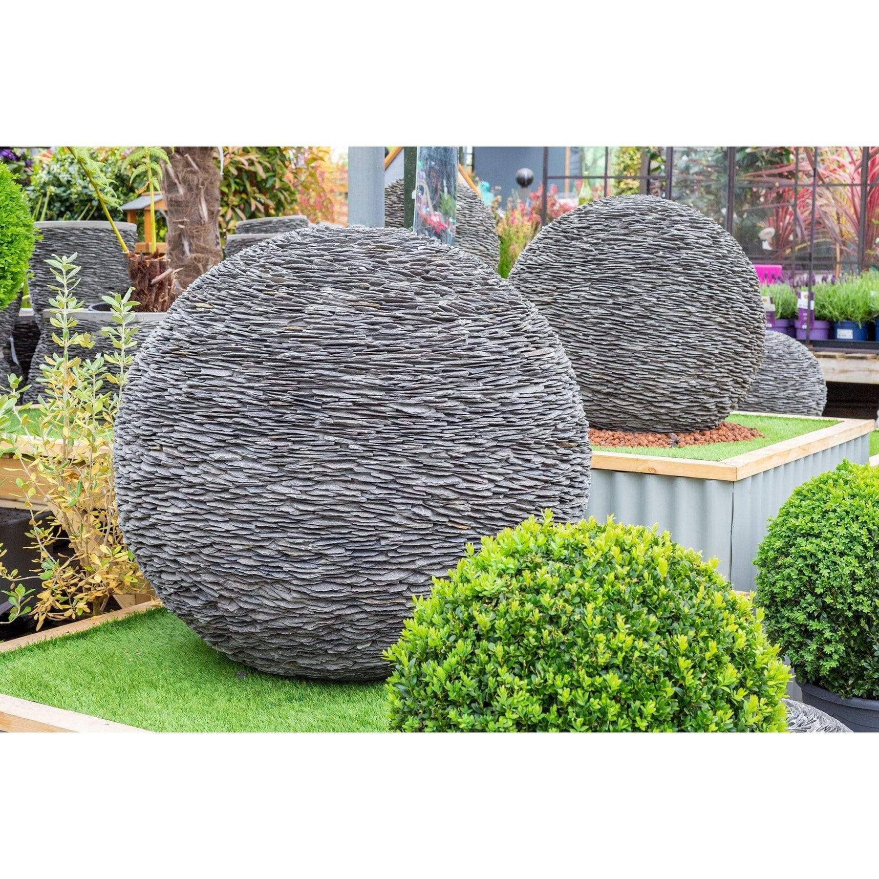 Grey Planet Slate Sphere Water Feature with Complete Package Kit - 90c