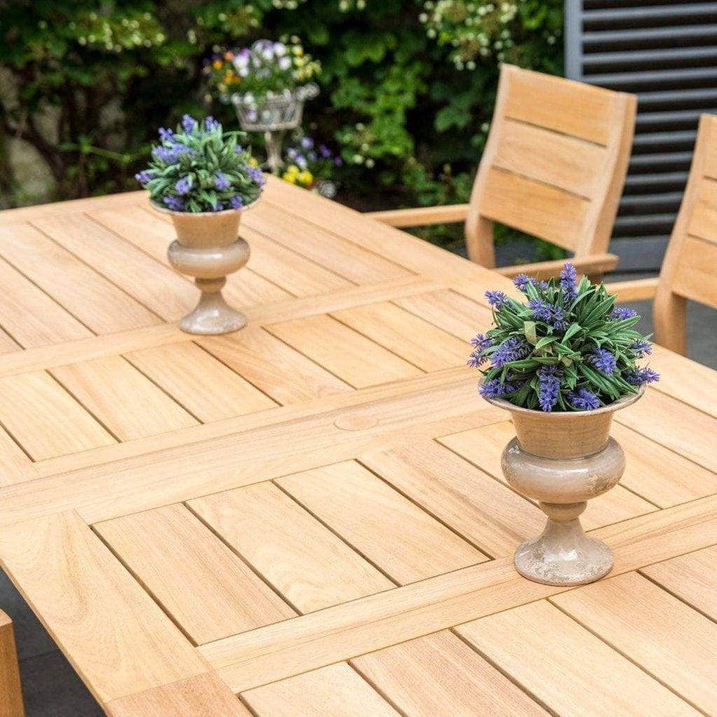 Roble Extending Table and 10 Stackable Wooden Garden Chairs — Mid ...