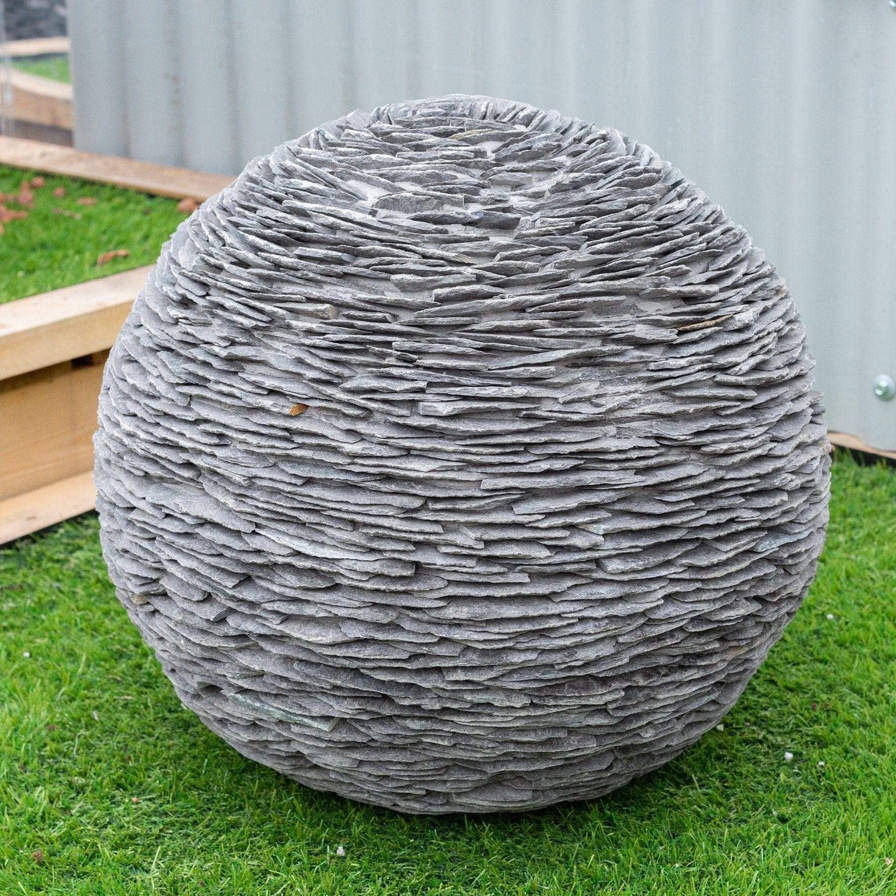 Grey Planet Slate Sphere Garden Water Feature - 40cm Diameter (sphere